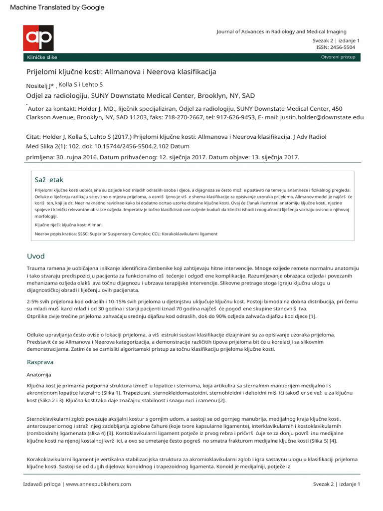 2102 Clavicle Fractures Allman and Neer Classification | PDF