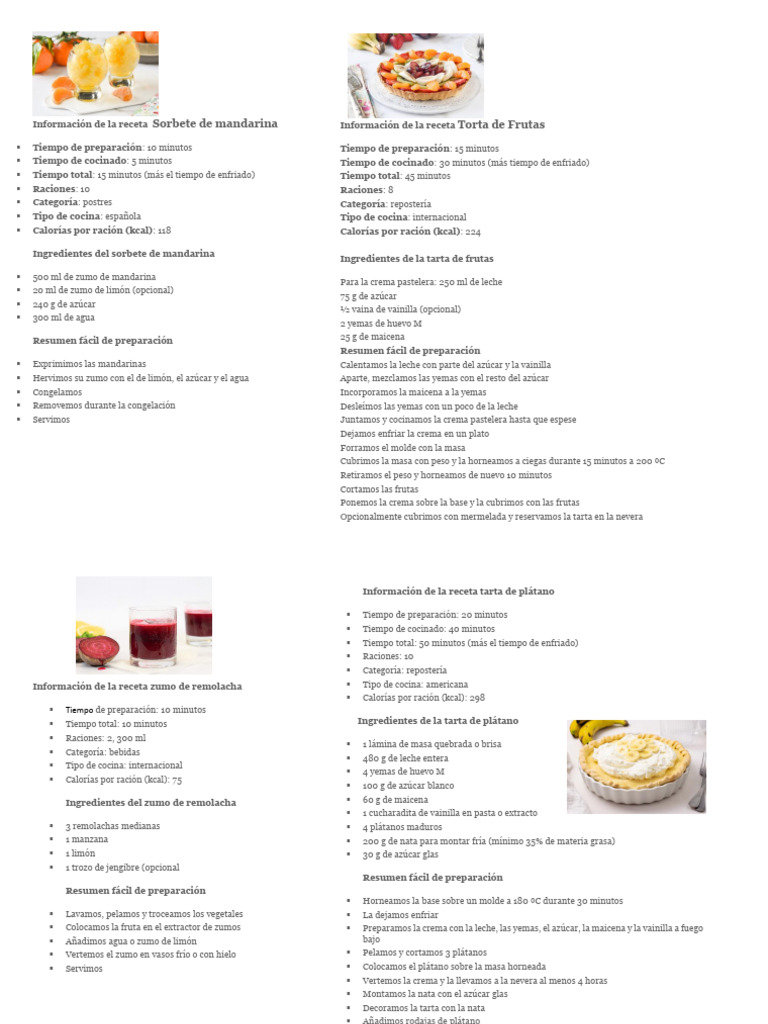 Recetas de Postres Fáciles y Rápidas | PDF | Postres | lactoso