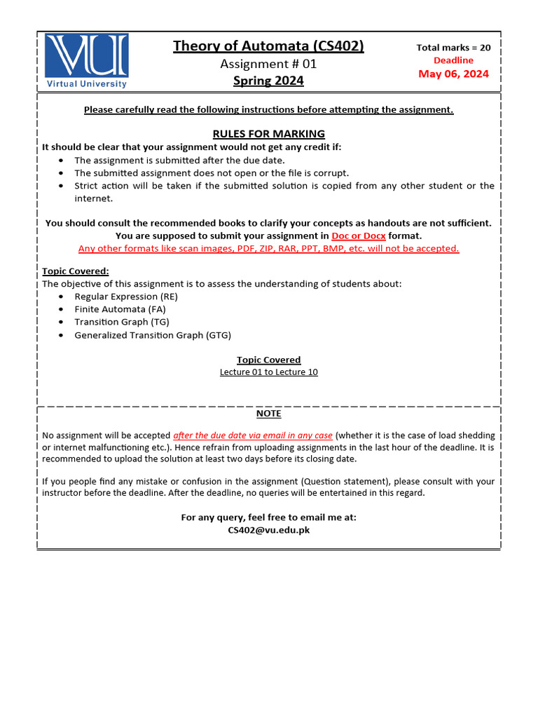 Spring 2024 - CS402 - 1 | PDF | Regular Expression | String (Computer Science)