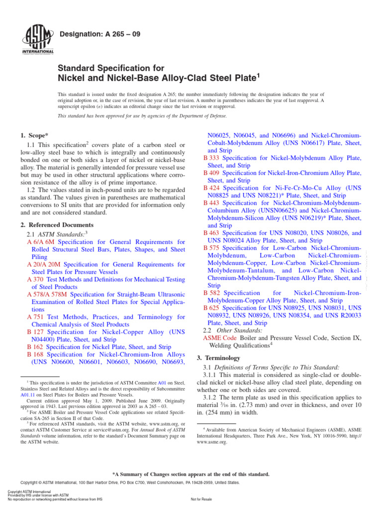 Astm A265 2009 | PDF | Steel | Construction