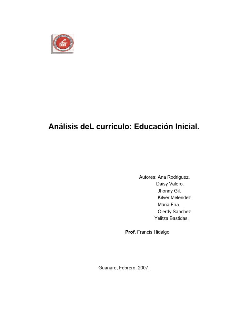 caracteristicas del curriculo de educación inicial | PDF | Educación de ...