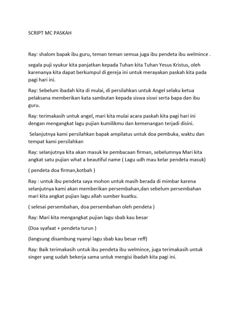 Script MC Paskah | PDF