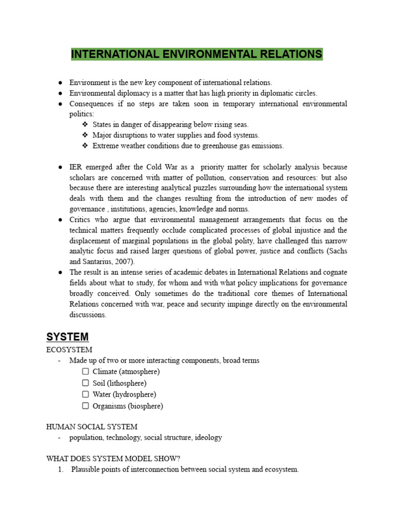 International Environmental Relations | PDF | Kyoto Protocol ...