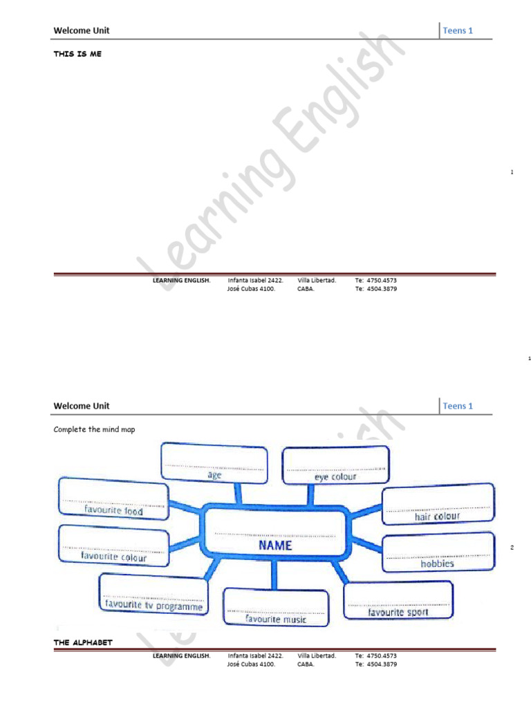 Welcome Unit Teens 1 | PDF | Color | Graphic Design