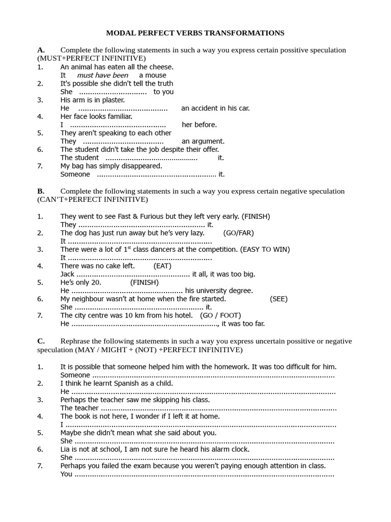 Modal Perfect Transformations | PDF | Language Mechanics | Linguistic Typology