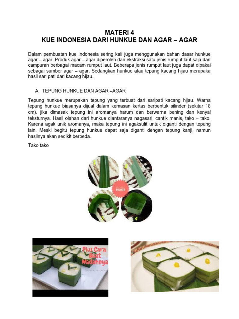 Materi 4 Kue Indonesia Dari Hunkwe Dan Agar - Agar | PDF