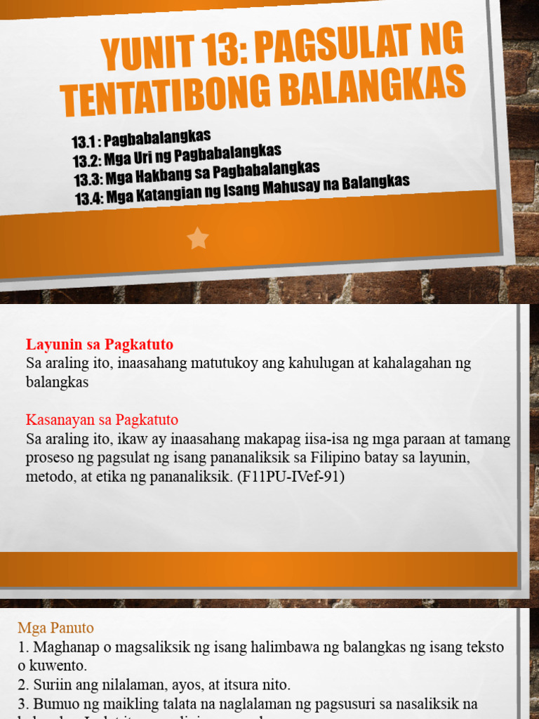 Yunit 13 Pagbabalangkas | PDF