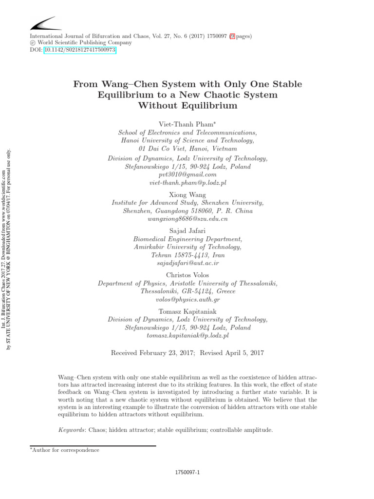 FromWang Chen | Download Free PDF | Chaos Theory | Mathematical Physics