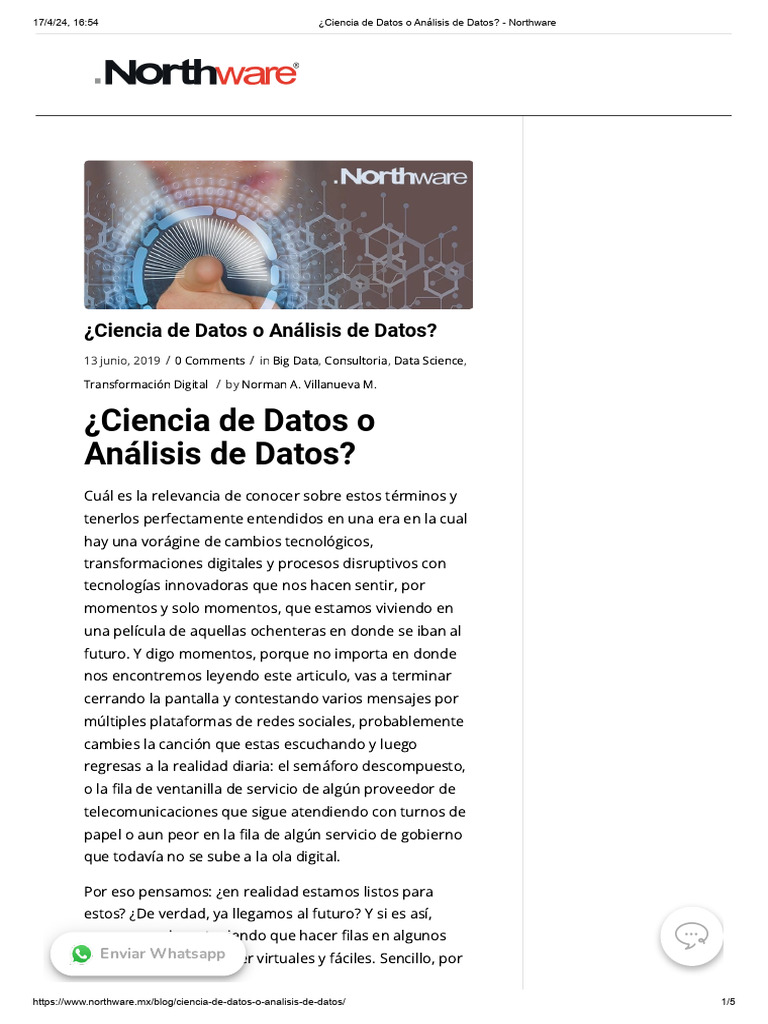 ¿Ciencia de Datos o Análisis de Datos_ - Northware | PDF | Ciencia de datos | Análisis de los datos