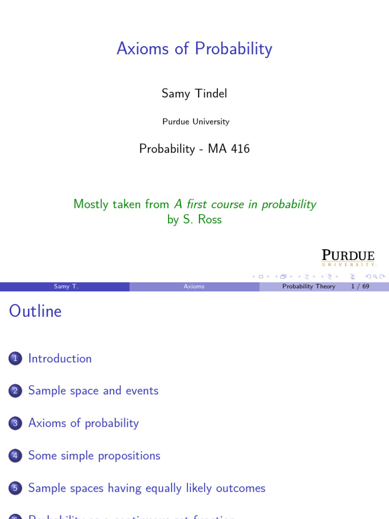 Axioms Probability | PDF | Probability | Probability Theory