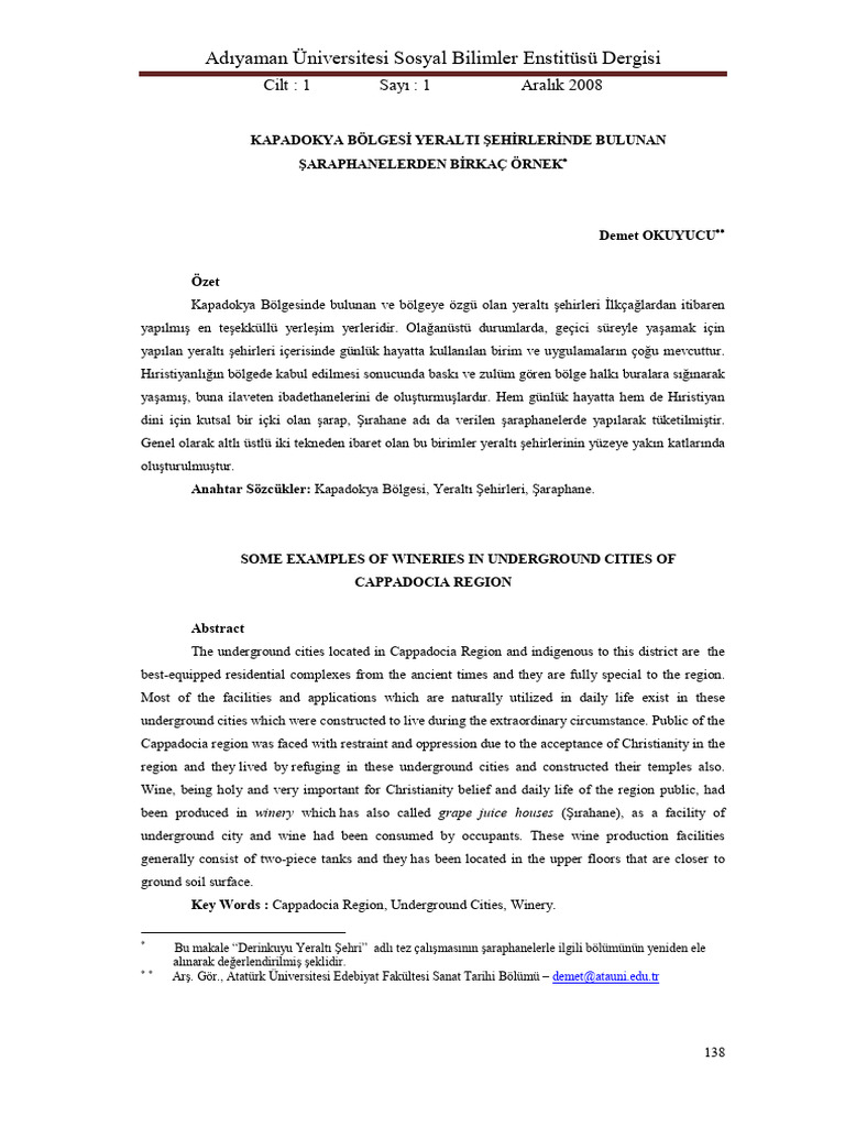Kapadokya B - Lges - Yeralti - Eh - Rler - Nde Bulunan - Araphanelerden B - Rka - Rnek - (#16588 ...