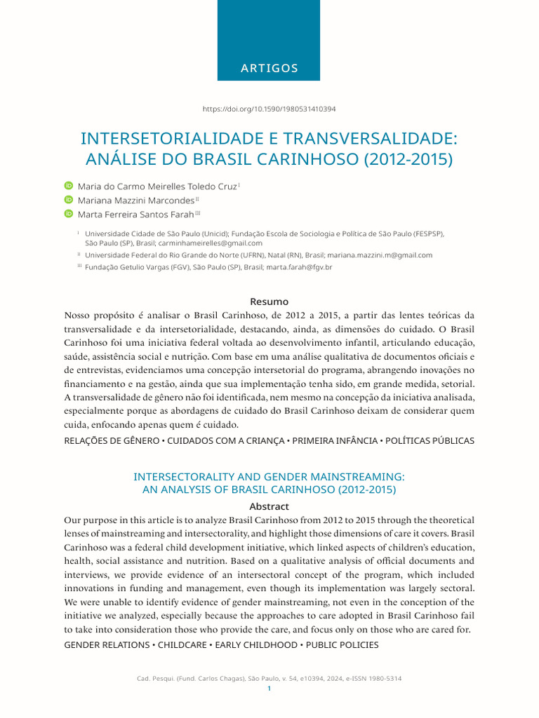 Intersetorialidade e Transversalidade | PDF | Pré-escola | Brasil