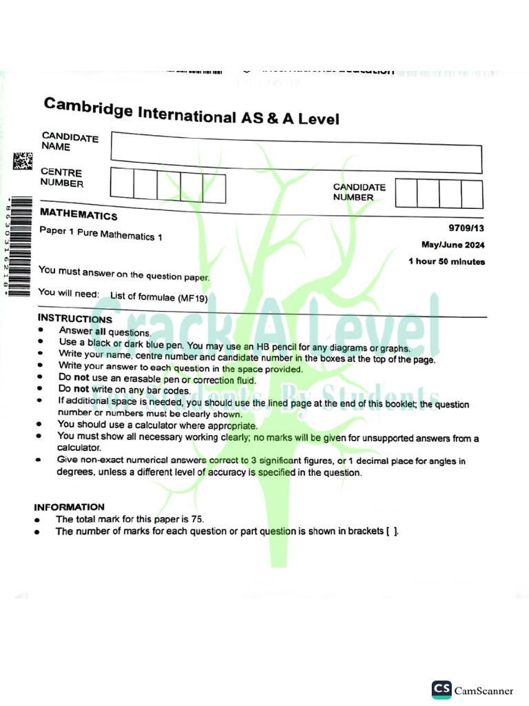 A Level Math MJ 2024 13 | PDF