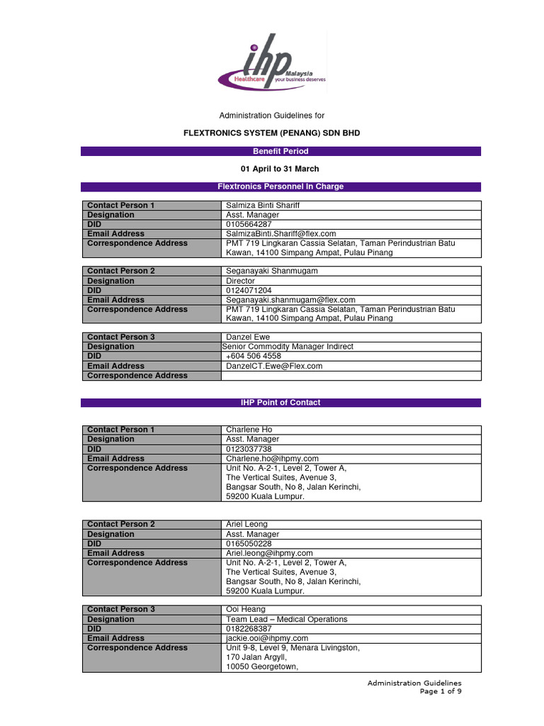 Flextronics Penang Benefits Guide | PDF | Glasses | Receipt