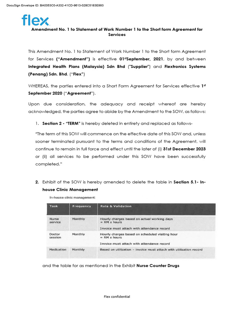 Amendment to Flex SOW Agreement | PDF | Justice | Crime & Violence