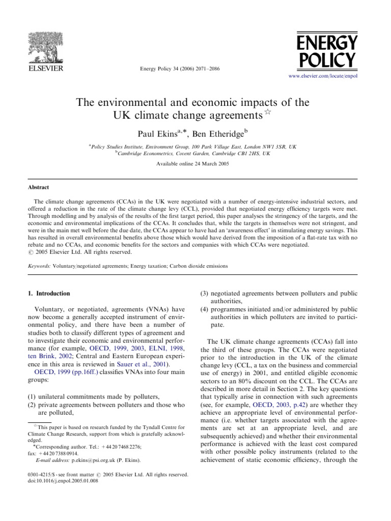 The Environmental and Economic Impacts of The | PDF | Input–Output Model | Economies