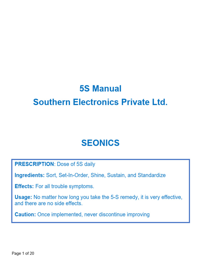 5S Manual | PDF | Inventory | Reliability Engineering