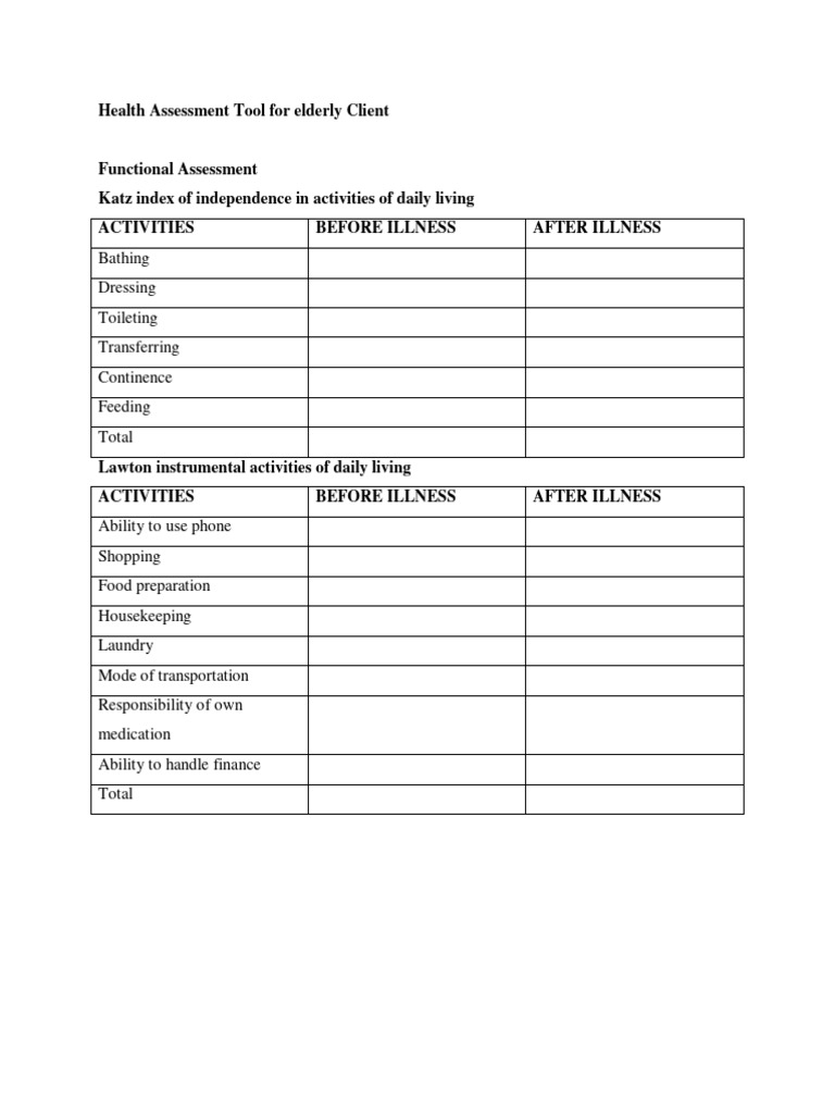 Geriatric assessment | PDF