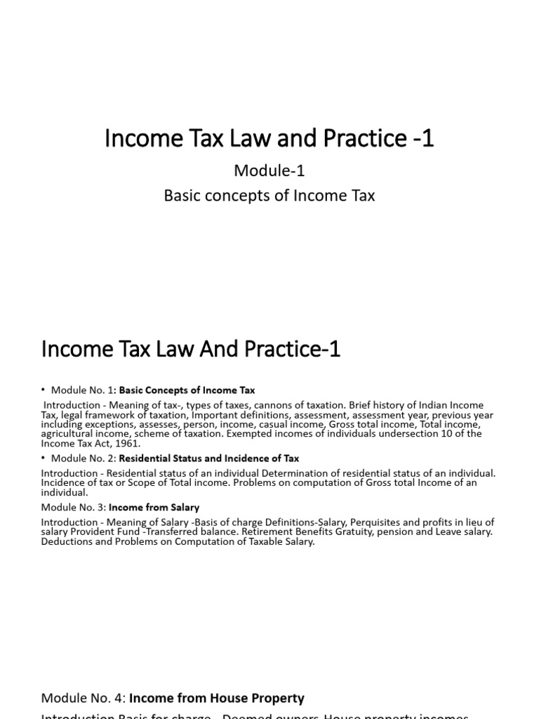 Income Tax Law and Practice - 1 | PDF | Taxes | Tax Exemption