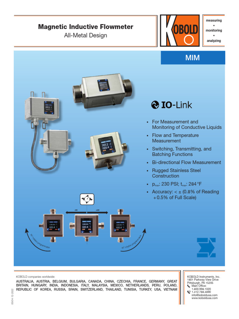 Kobold Mim Datasheet 07 22 | PDF | Flow Measurement | Electronics
