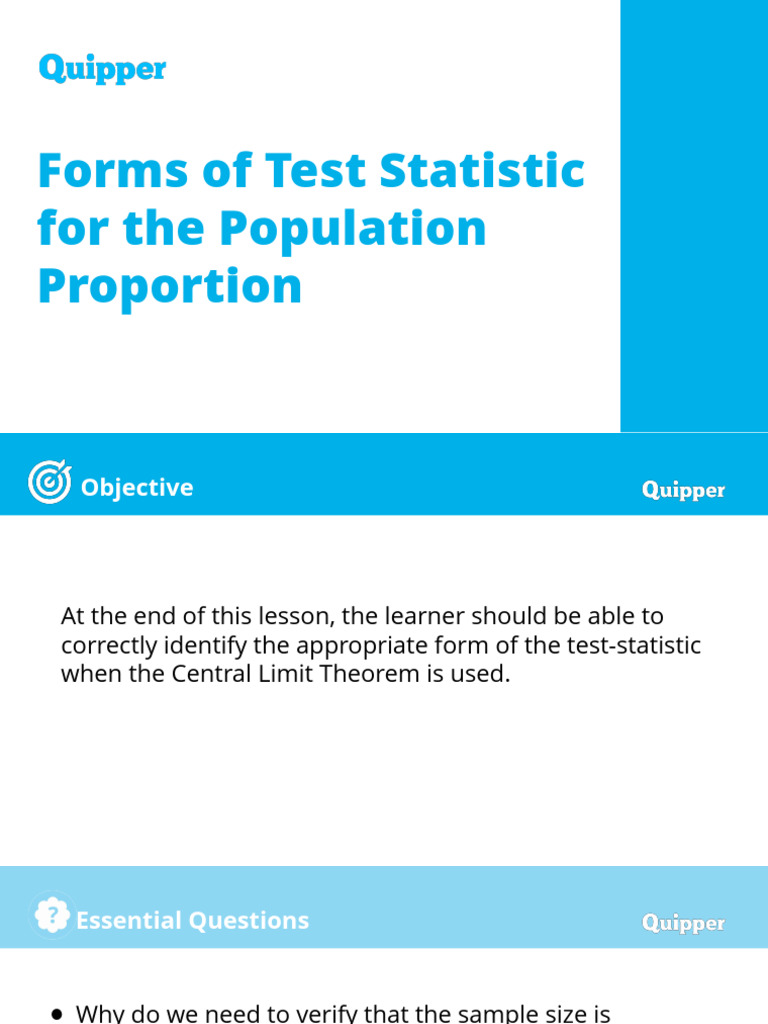 11 Forms of Test Statistics For The Population Proportion SPTC 1602 Q4 ...