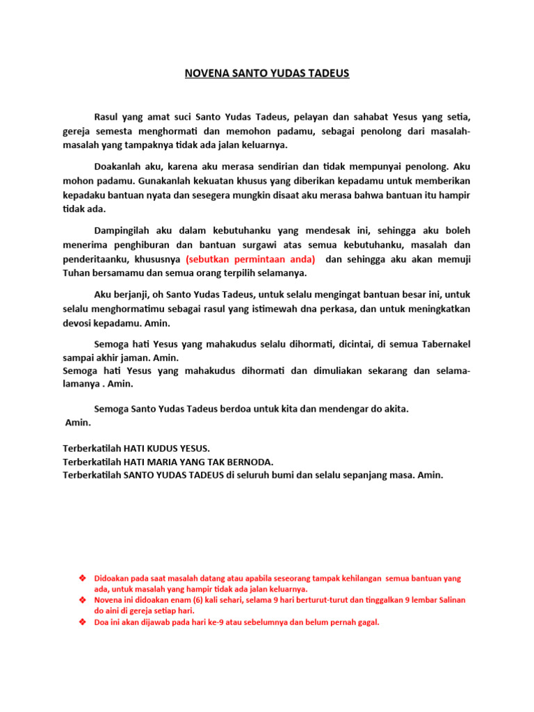 Novena Santo Yudas Tadeus | PDF | Agama & Spiritualitas