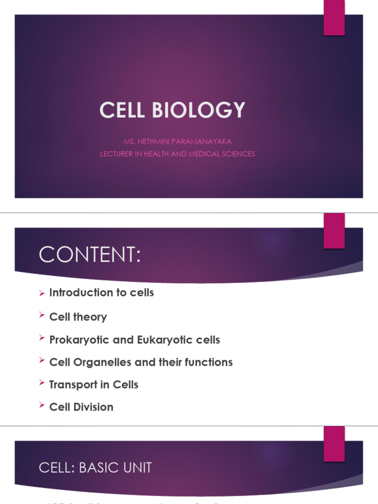 Lec 2-Cell Biology | PDF | Cell (Biology) | Endoplasmic Reticulum