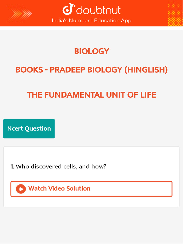 Books Doubtnut Question Bank | PDF | Cell (Biology) | Cell Membrane