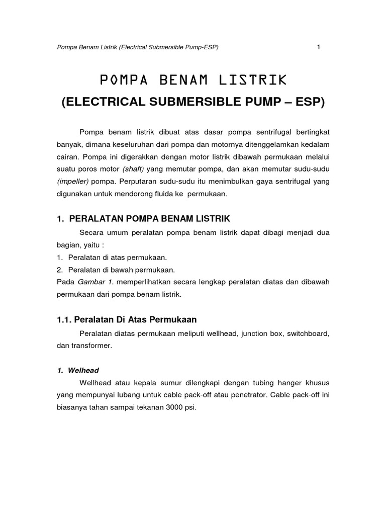 Pompa Benam Listrik: Komponen dan Fungsi | PDF