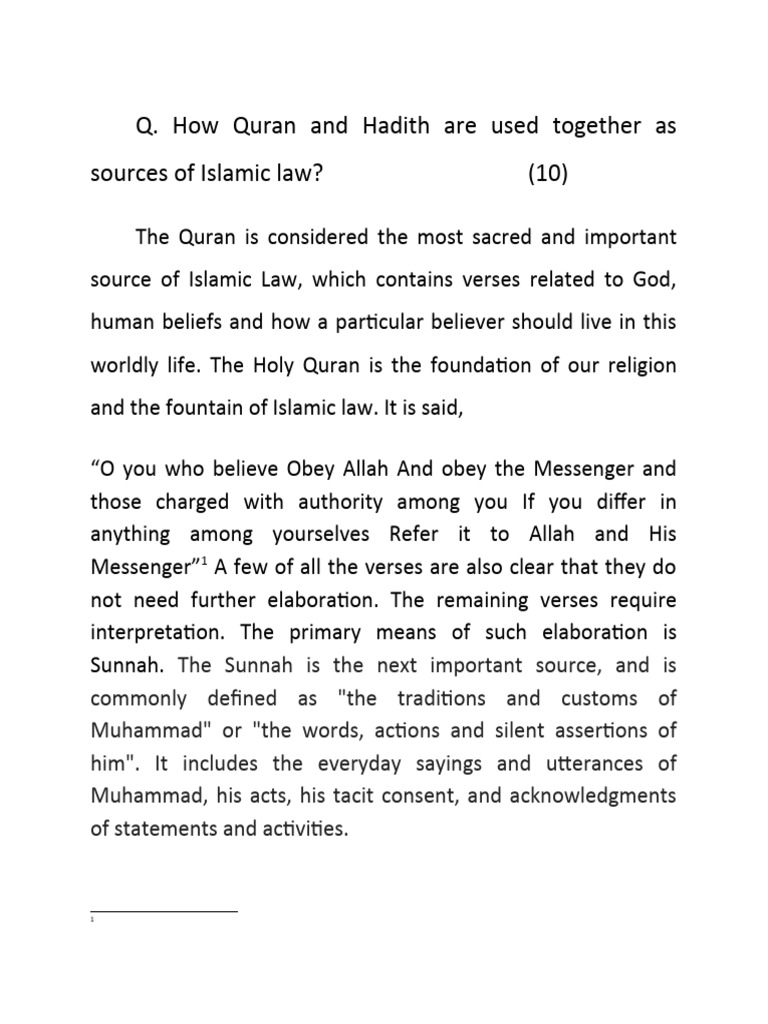 Quran & Hadith: Foundations of Islamic Law | PDF | Prophets And ...