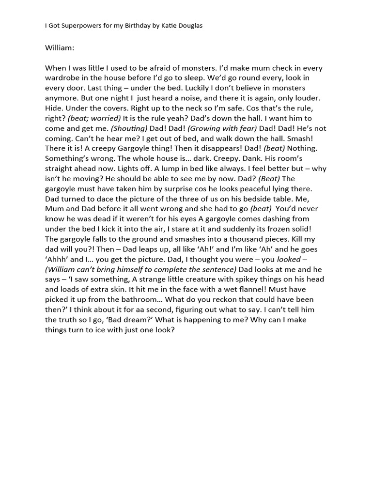 I Got Superpowers For My Birthday Monologue | PDF