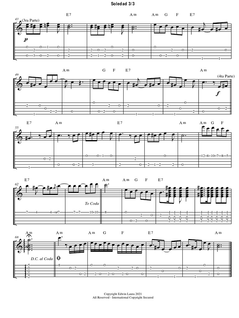 Soledad Sheet Music for Guitar | PDF