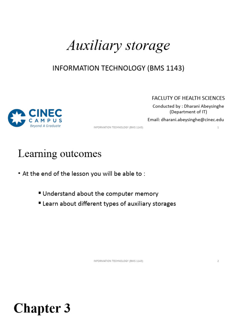Lec 3 - Auxiliary Storages | PDF | Computer Data Storage | Read Only Memory