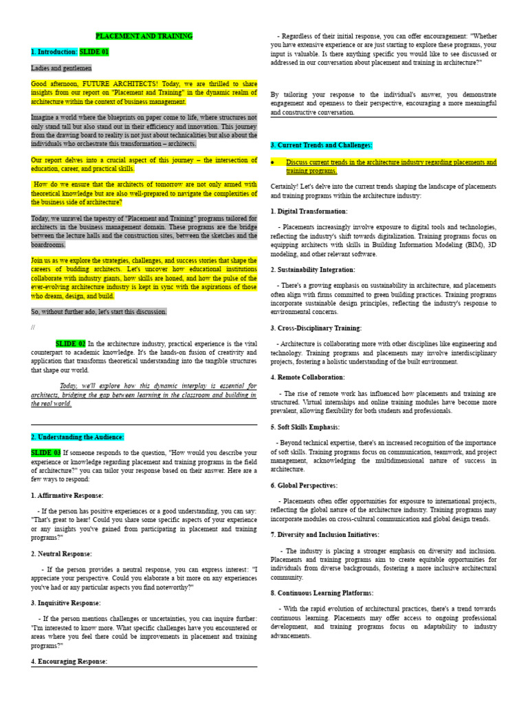 Placement and Training Notes | PDF | Simulation | Building Information ...
