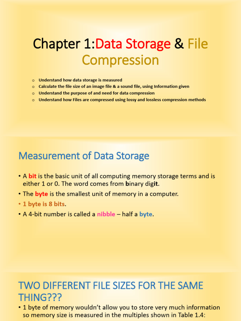 1.3 Data Storage Lectures Slides | PDF | Pixel | Computer Data Storage