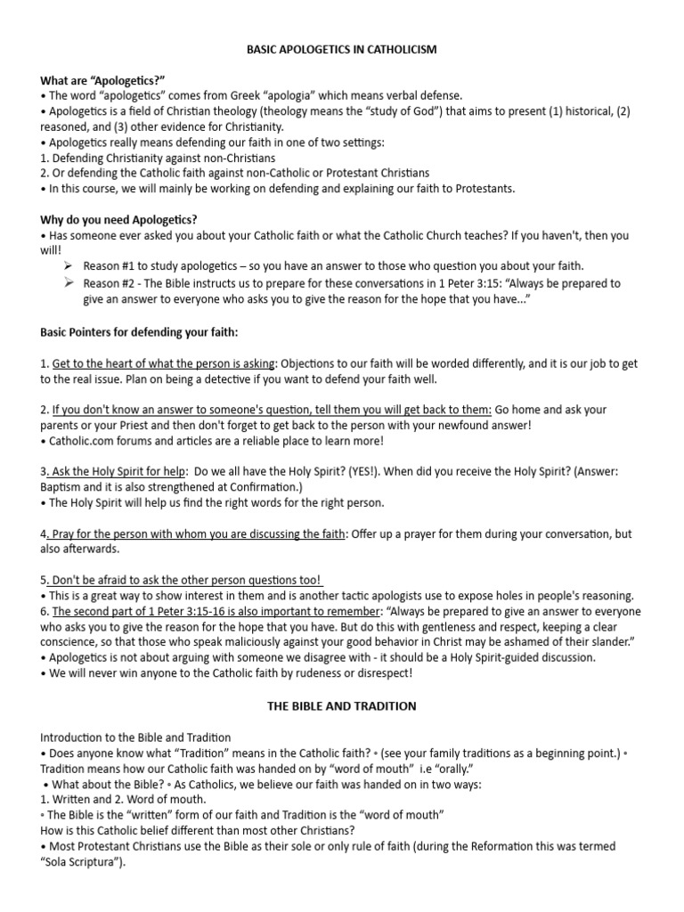 Catholic Apologetic | PDF | Confirmation | Bible