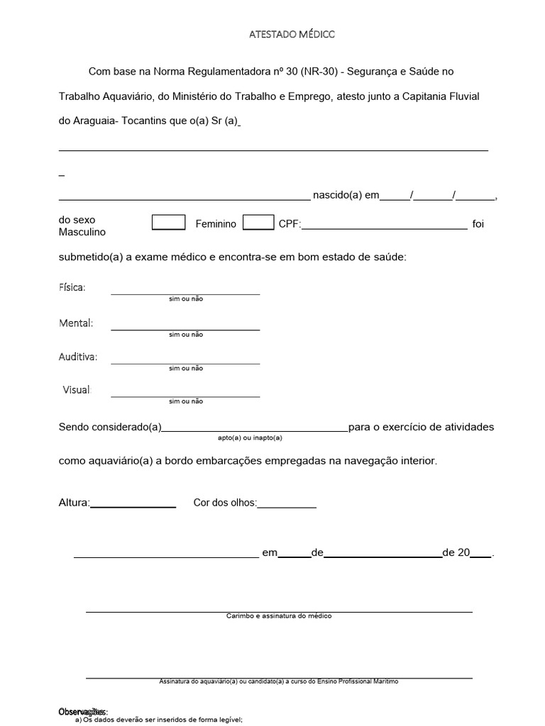 Modelo atestado medico | PDF