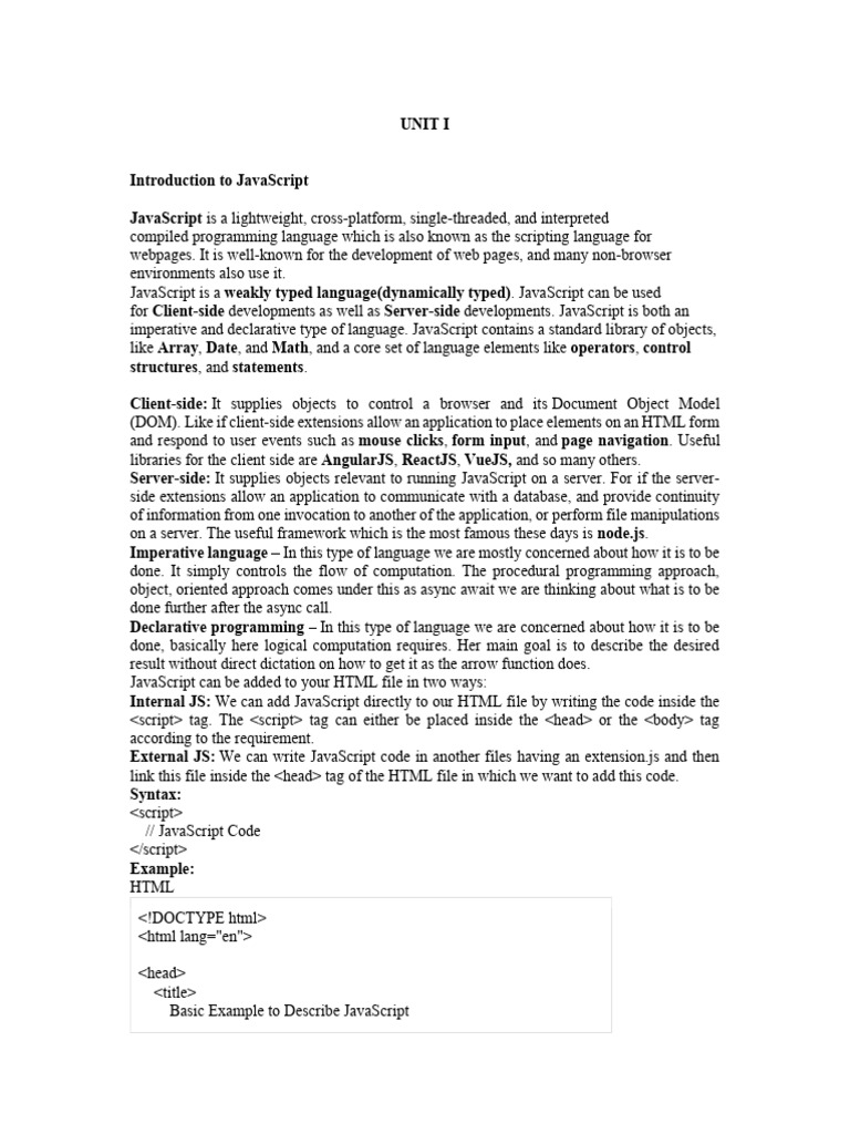 AOT Unit 1 | PDF | Dynamic Html | Java Script