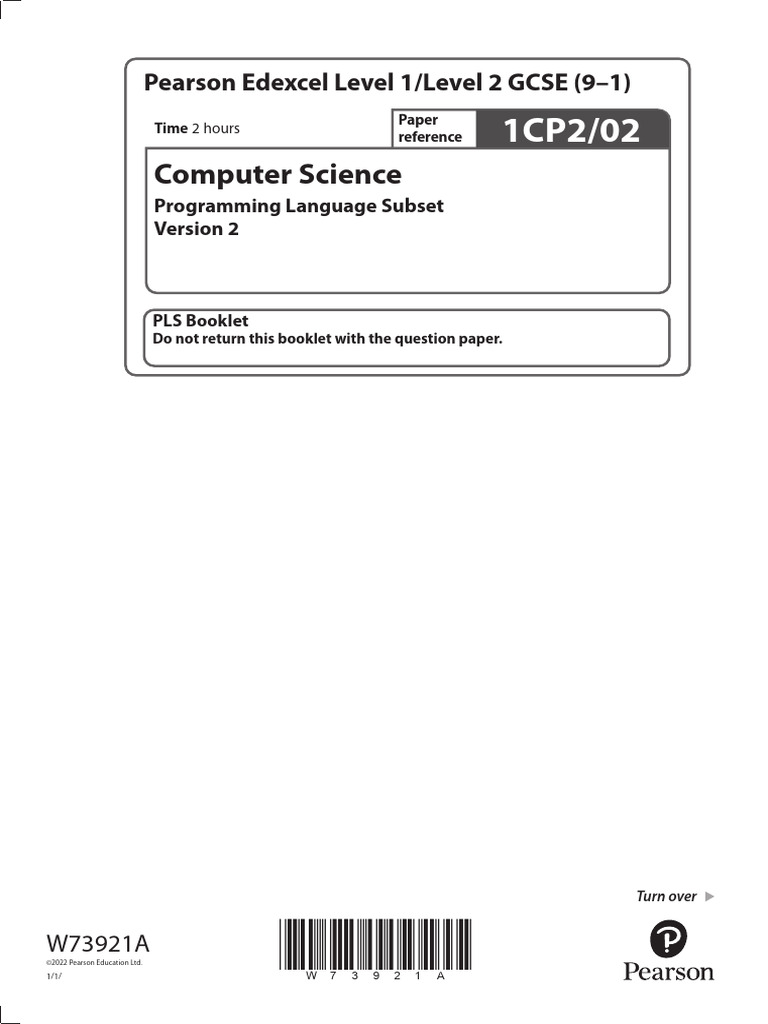 GCSE L1 L2 Computer Science 2020 Programming Language Subset PLS 2022 Version 2 | PDF | Data ...