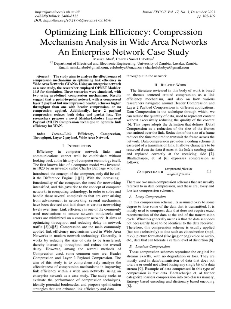 Optimizing Link Efficiency: Compression Mechanism Analysis in Wide Area Networks - An Enterprise ...