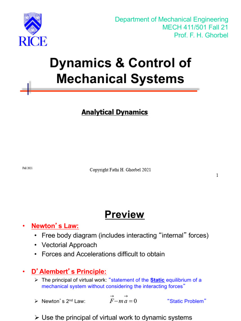 5 1 Analytical Dynamics 21 Part1 | Download Free PDF | Metrology | Physics