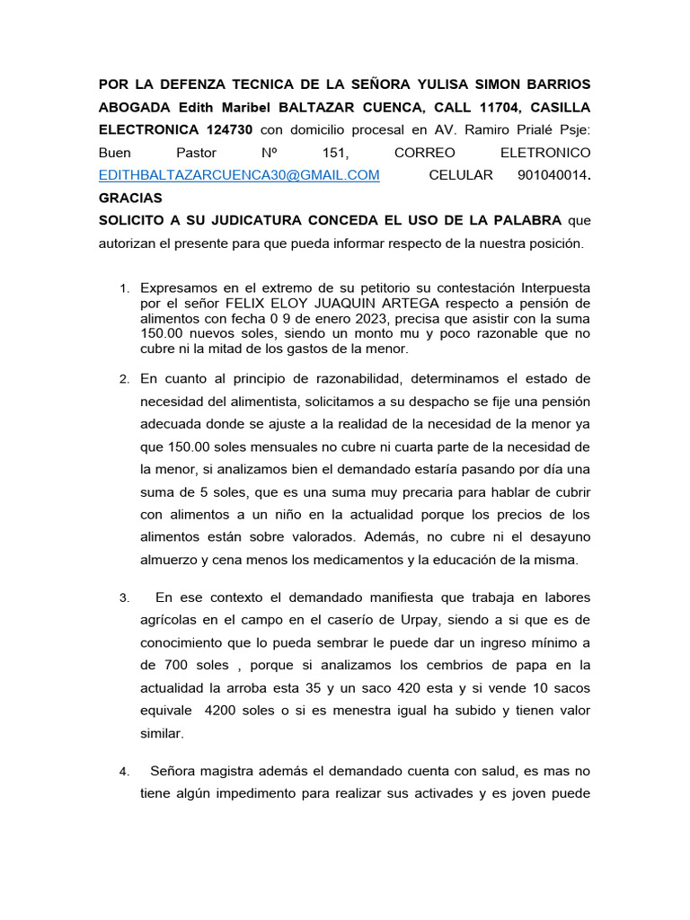 Defensa de Pensión Alimentaria y Filiación | PDF | Demanda judicial ...