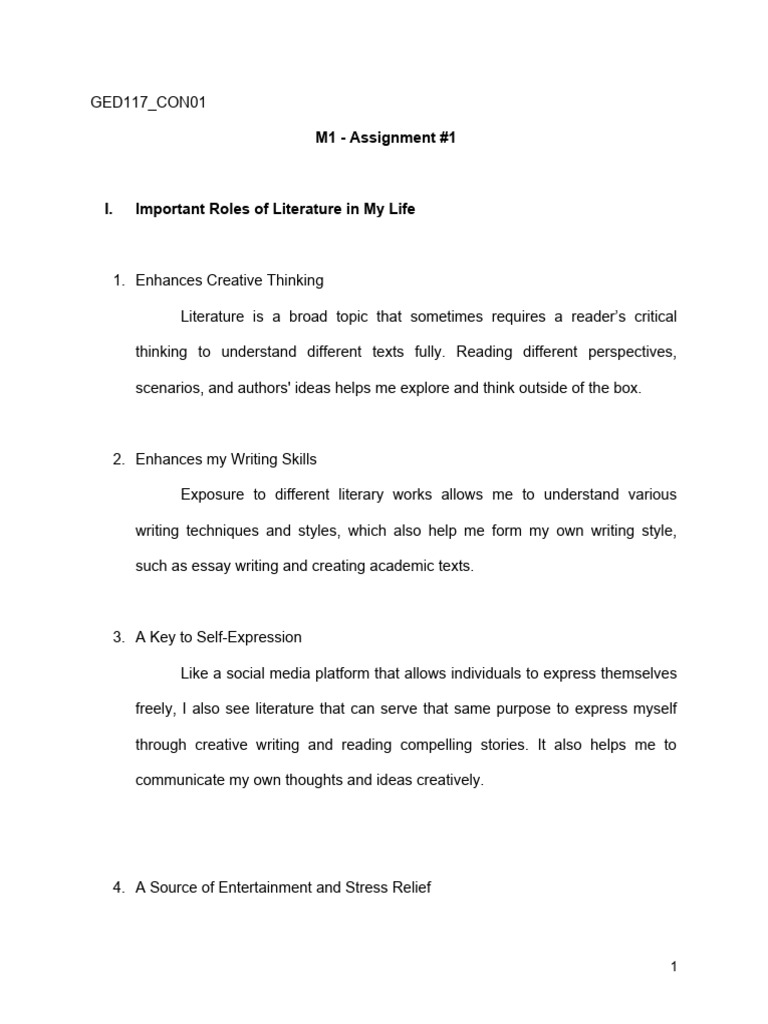 JacobJusi - M1 Assignment 1 (GED117) | PDF | Thought | Narrative