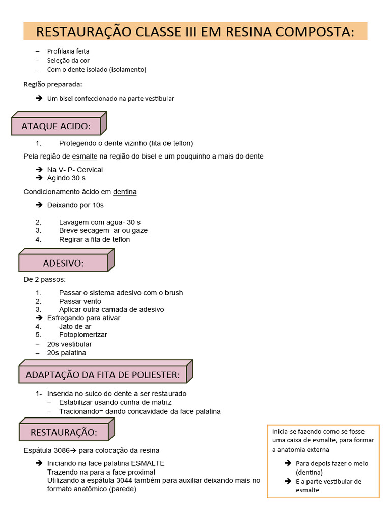 Restauração Classe III em Resina Composta | PDF | Esmalte dentário ...