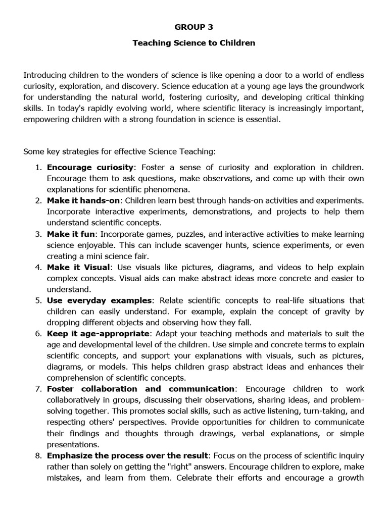 Teaching Science To Children | PDF | Science | Concept