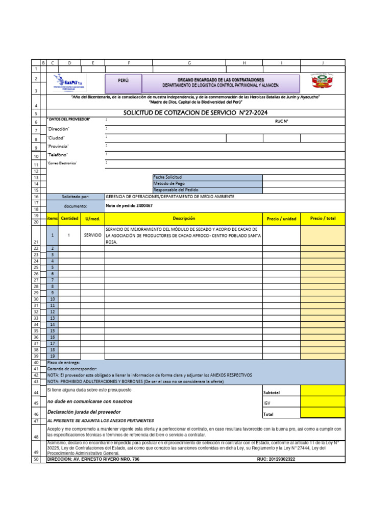 Formato de Servicios #27 - Modulo de Secado | PDF