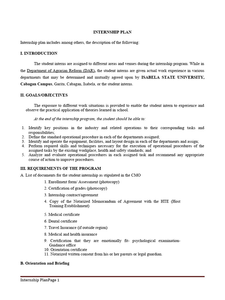 Internship-Plan Ocd | PDF