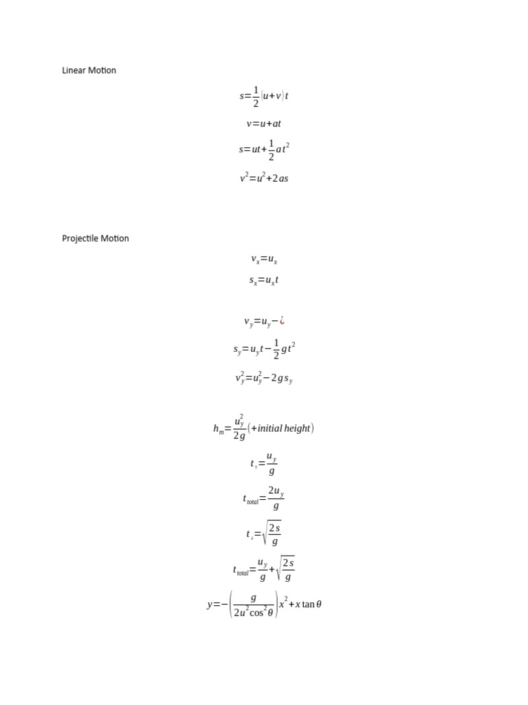 Physics Module 1 Formula Sheet | PDF | Newton's Laws Of Motion | Physical Quantities