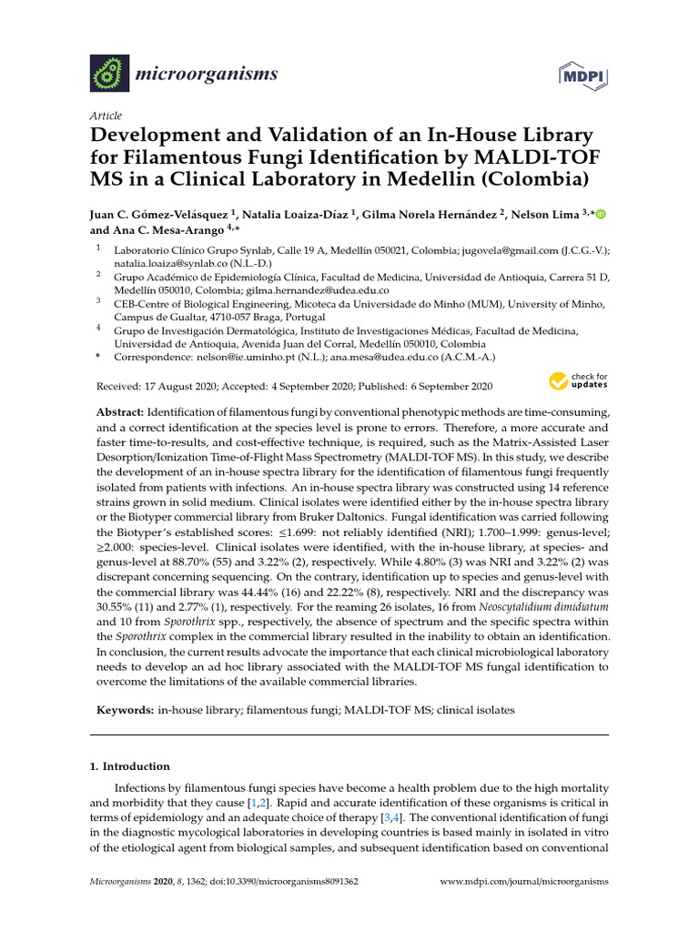 Development and Validation of an in-House Library | PDF | Fungus | Species