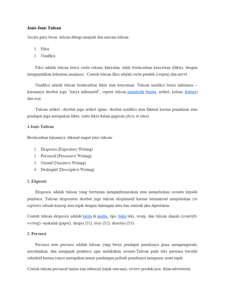 Jenis Tulisan Bhs Indonesia | PDF